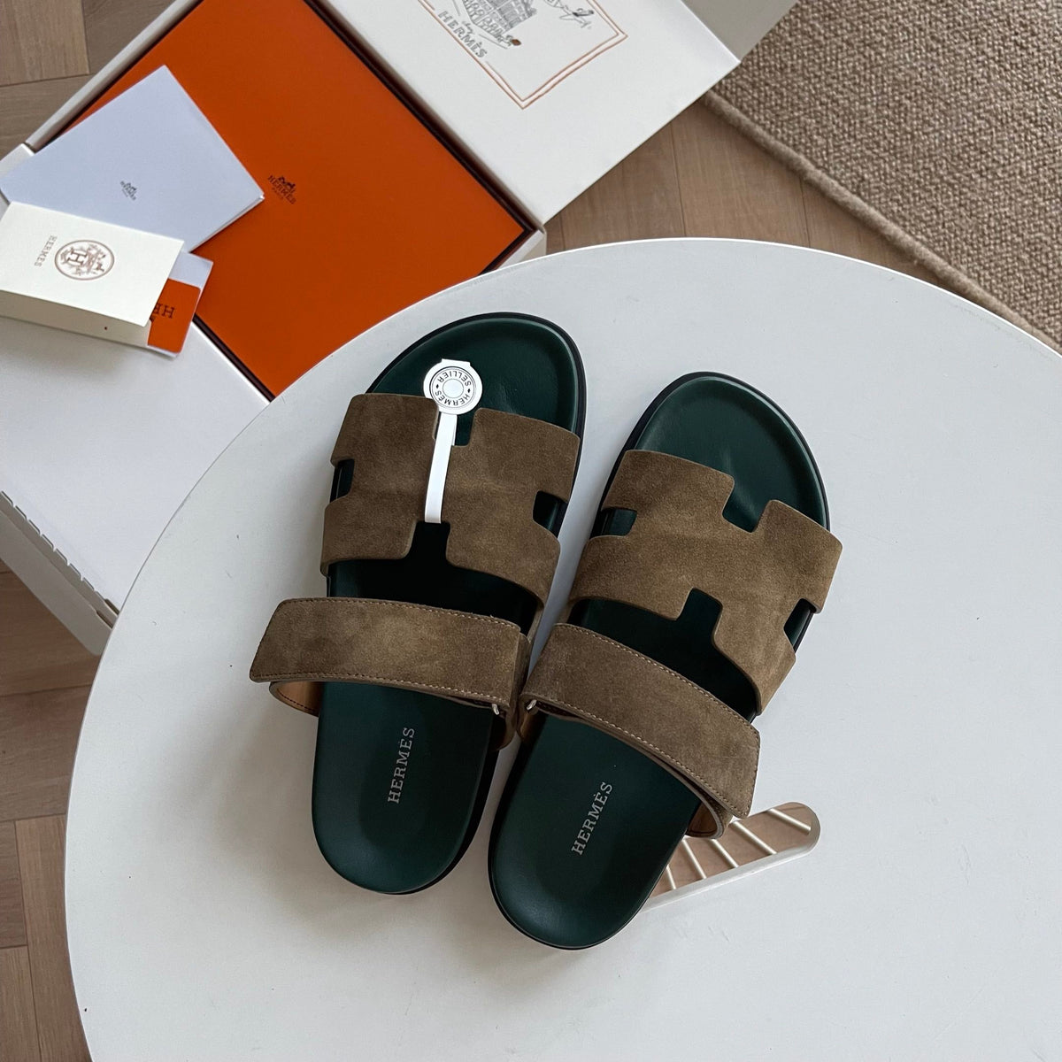 HM Men's Chypre Slide Moss Green Suede 538604 – Amejews