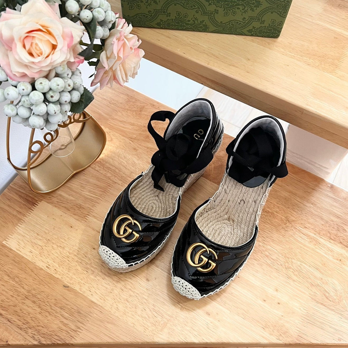 GG Crochet platform Espadrilles Blush Black – Amejews