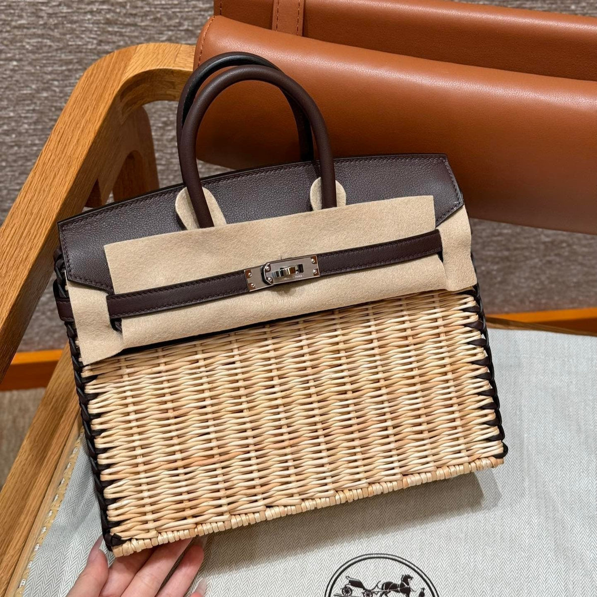 HM BIRKIN 25 CM PICNIC CHOCOLATE BAMBOO AND RATTAN – Amejews