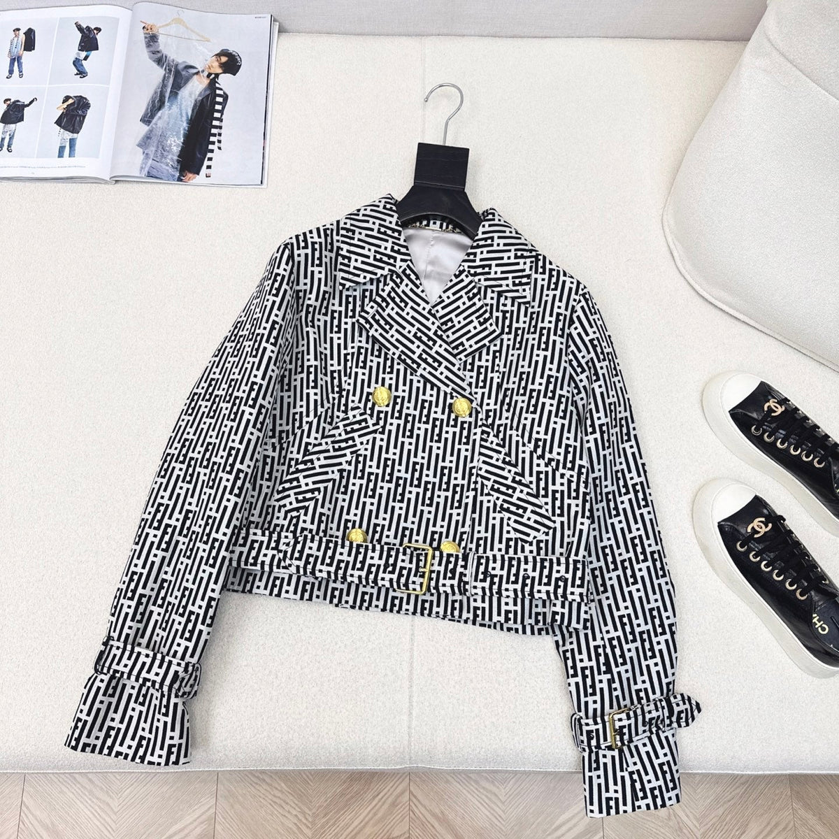 Fendi 25 Windbreaker Jacket Black White Cotton – Amejews