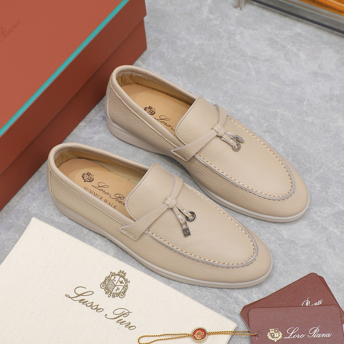 LP SUMMER CHARMS WALK LOAFERS BEIGE LAMBSKIN – Amejews