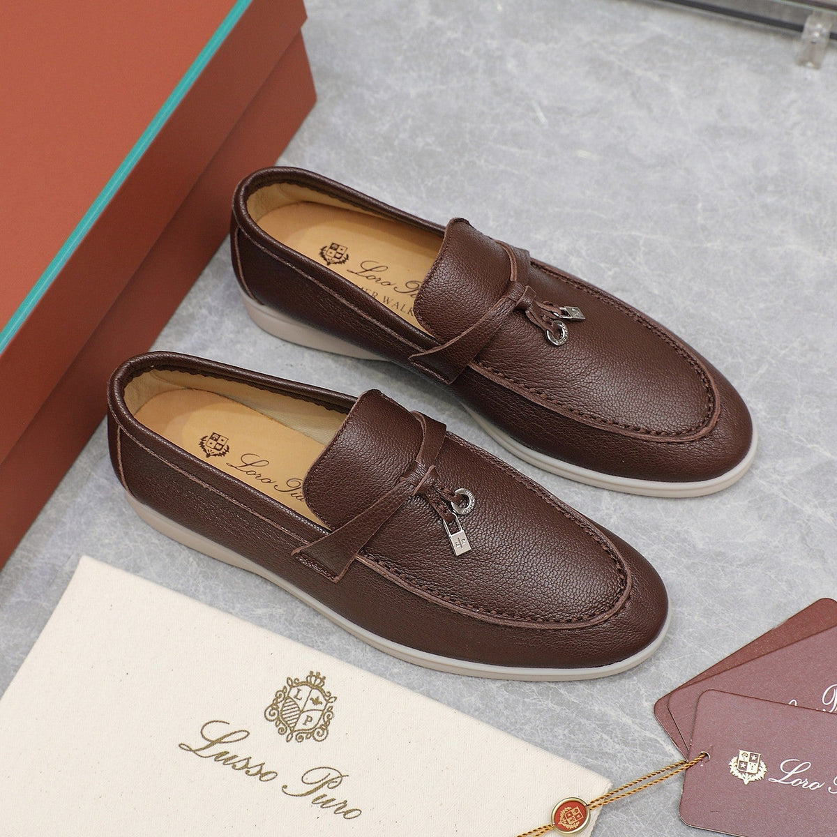 LP SUMMER CHARMS WALK LOAFERS CHOCOLATE LAMBSKIN – Amejews