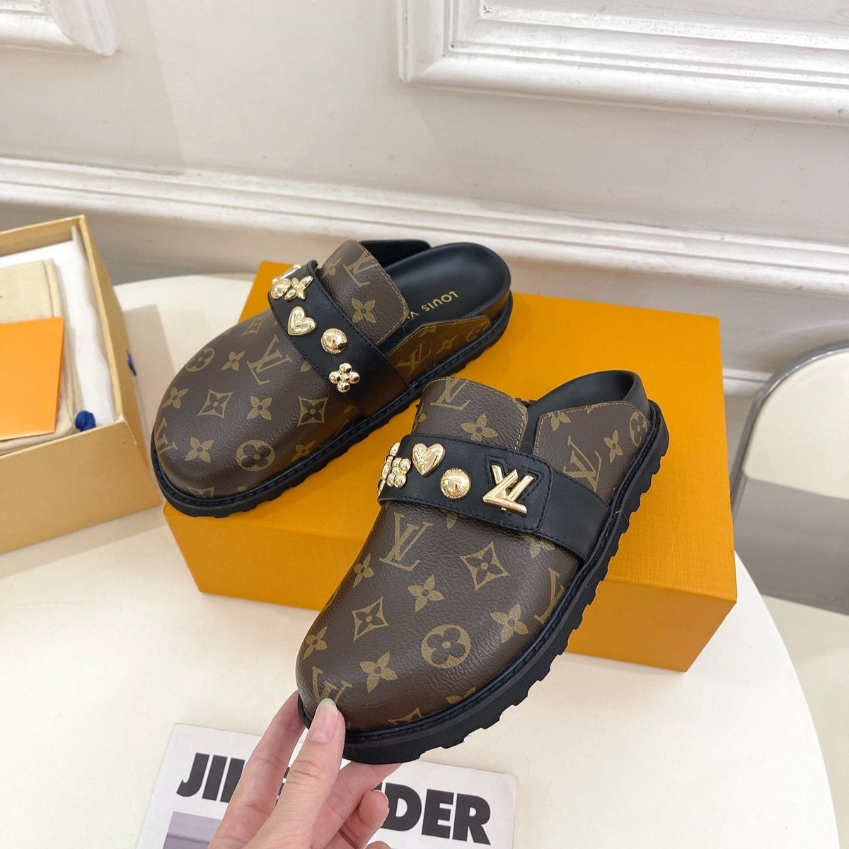 LV Cosy Flat Comfort Clog Dark Brown Monogram Cowhide – Amejews